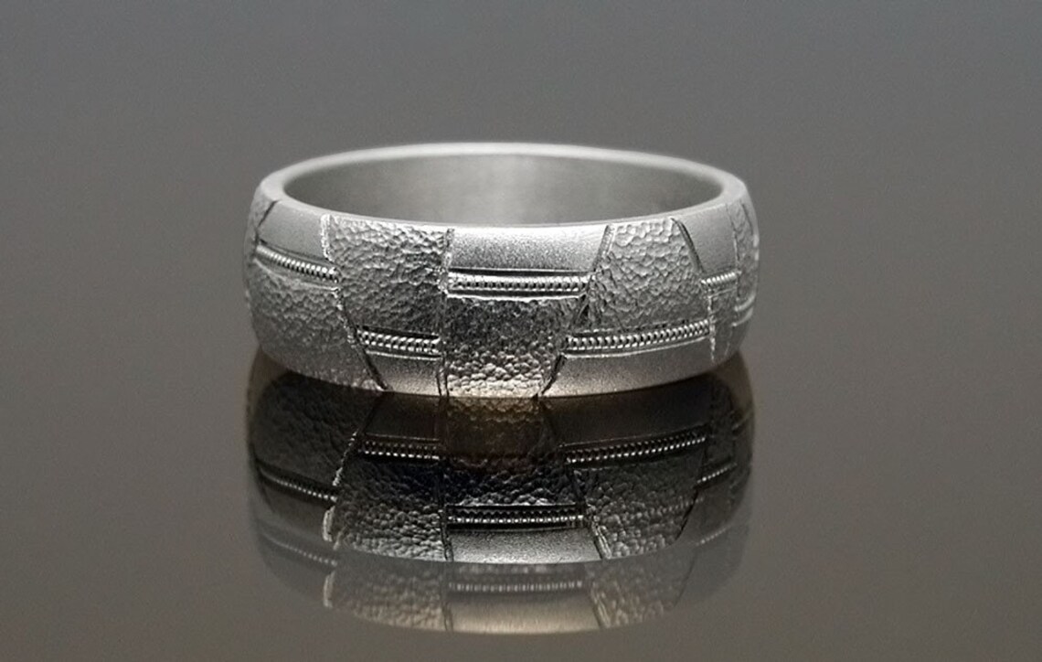 Argentium Silver Ring With Milgrain, Textured and Hammered Matte Finish ...