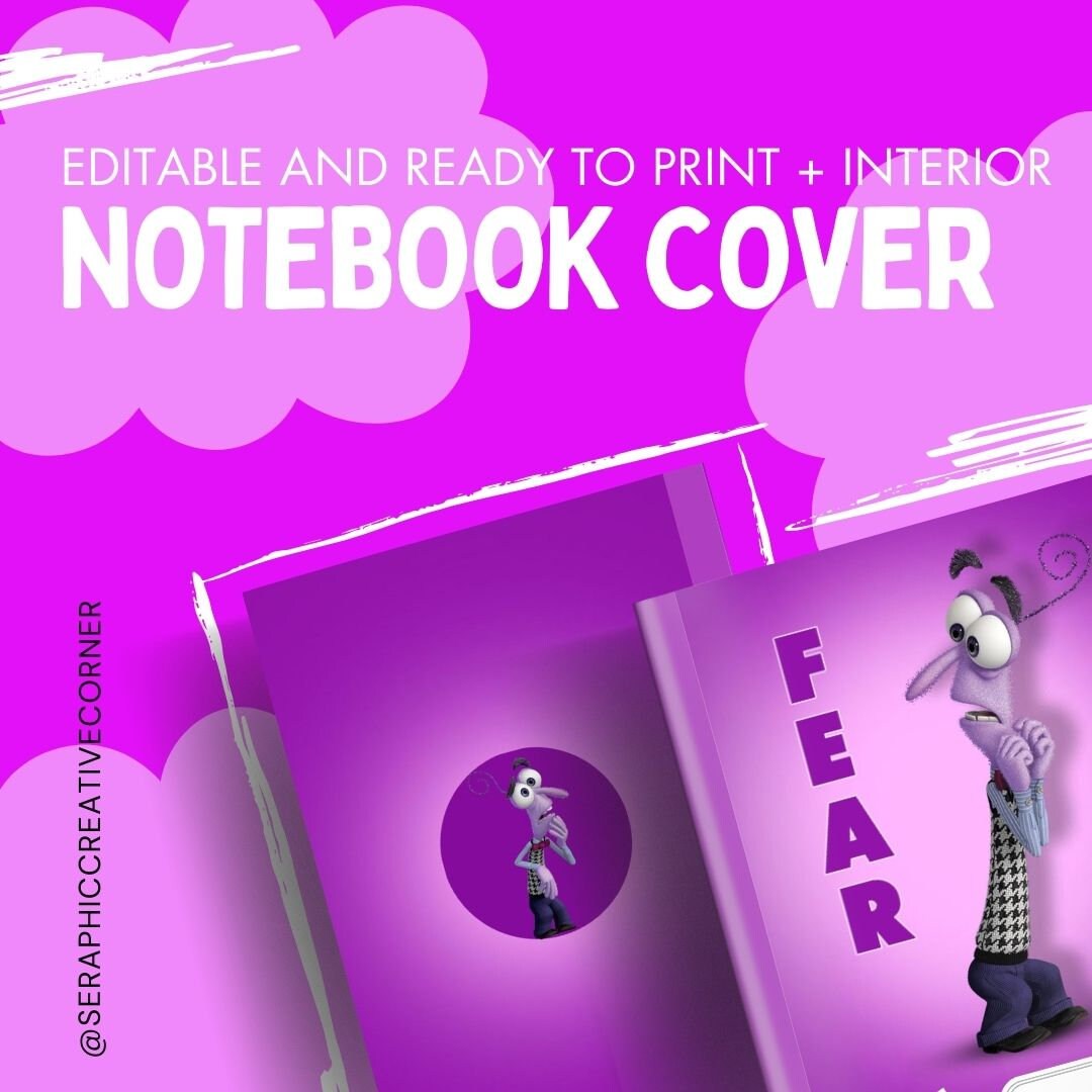 Inside-out fear Digital Notebook Cover Editable and Ready-to-upload - Etsy