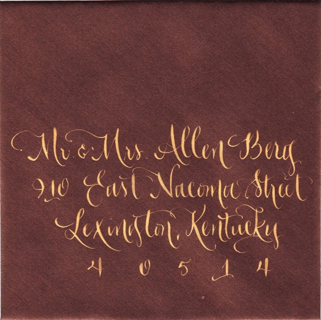 Gold Ink Calligraphy Envelope Addressing Wedding Envelope Hand ...