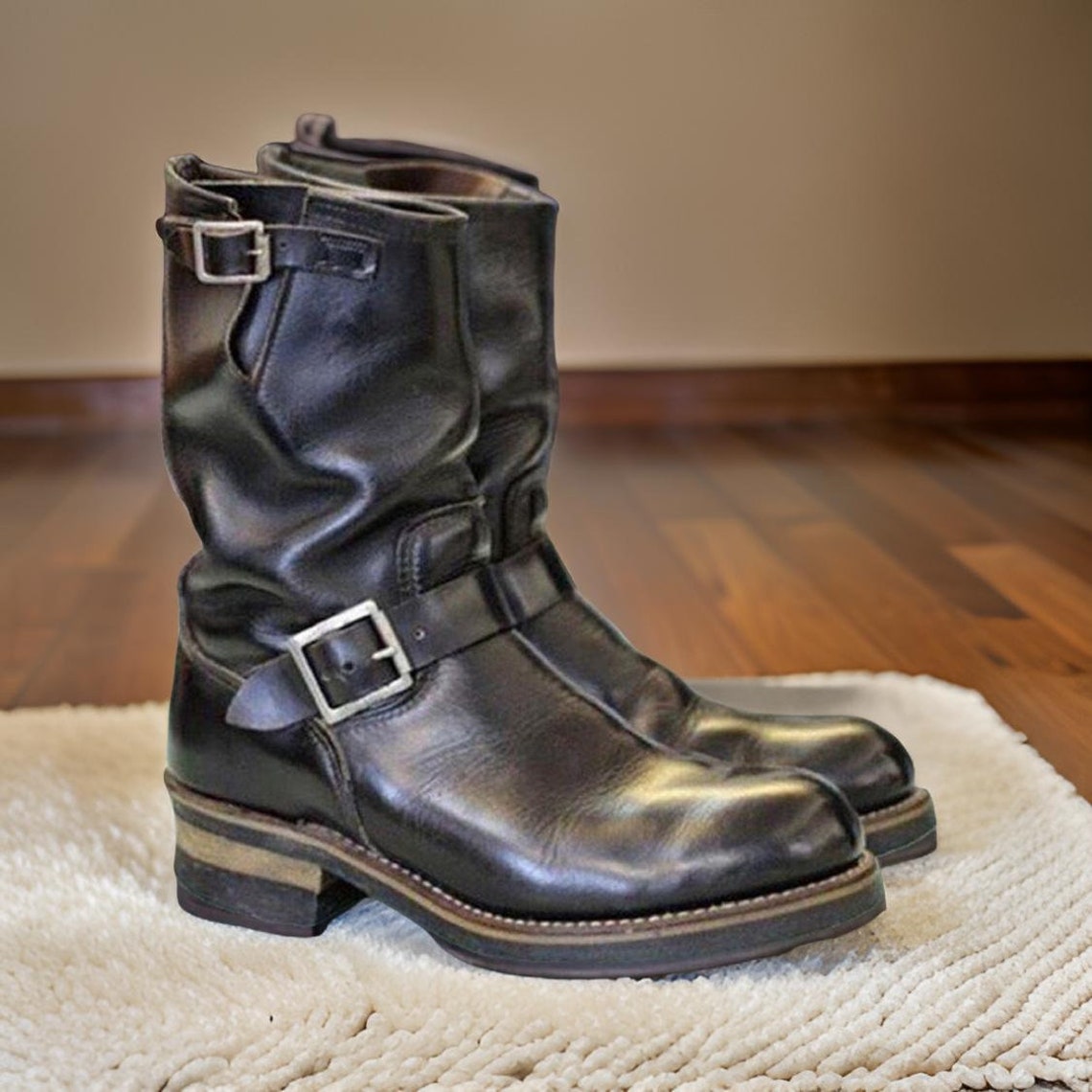 Vintage ENGINEER MOTORCYCLE Leather Black Boot - Etsy