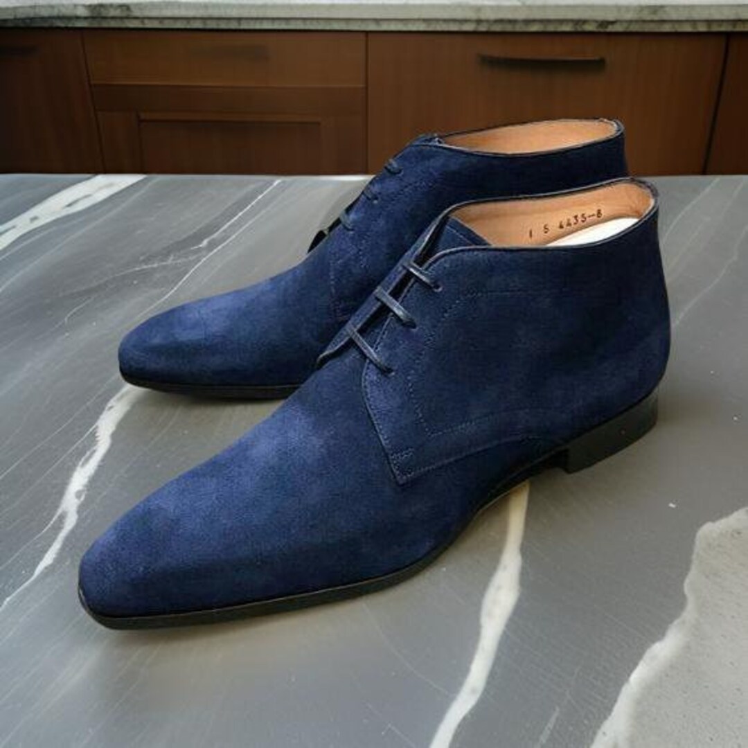 Men's Blue Suede Chukka Boots, Suede Formal Shoes Dress Shoes - Etsy