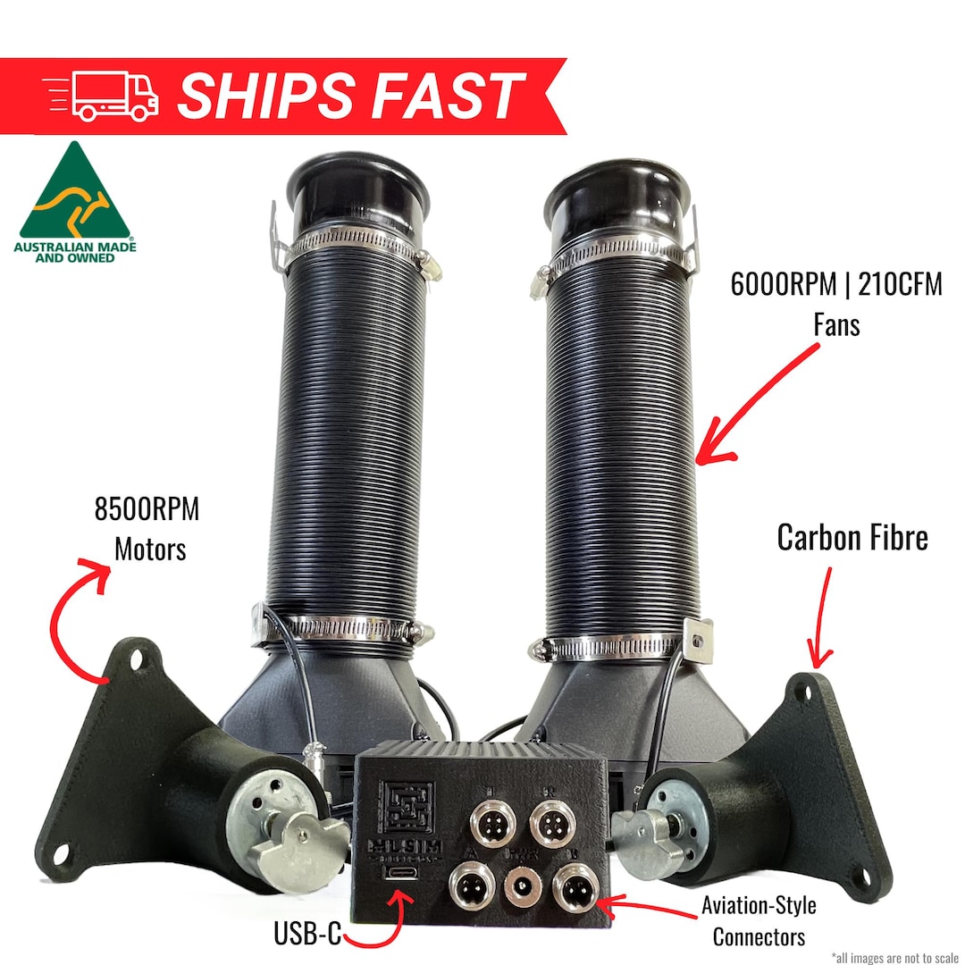 Wind Simulation & Rumble Motor Kit Combo V2 by MLSD for Sim Racing ...