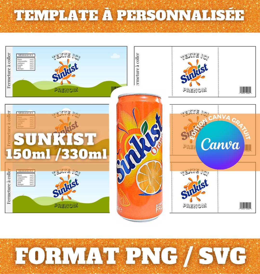 Customizable SUNKIST Can Packaging - Etsy