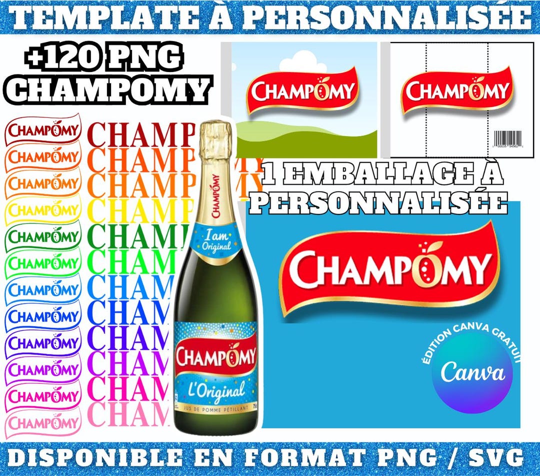 Customizable CHAMPOMY Bottle Template on Canva, Including +120 Logos in ...