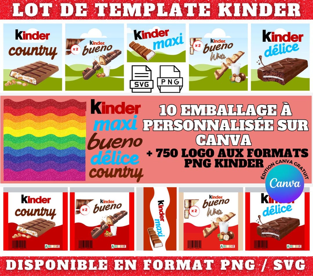 Set of 10 Customizable Kinder Templates on CANVA | +750 Kinder Logos in ...