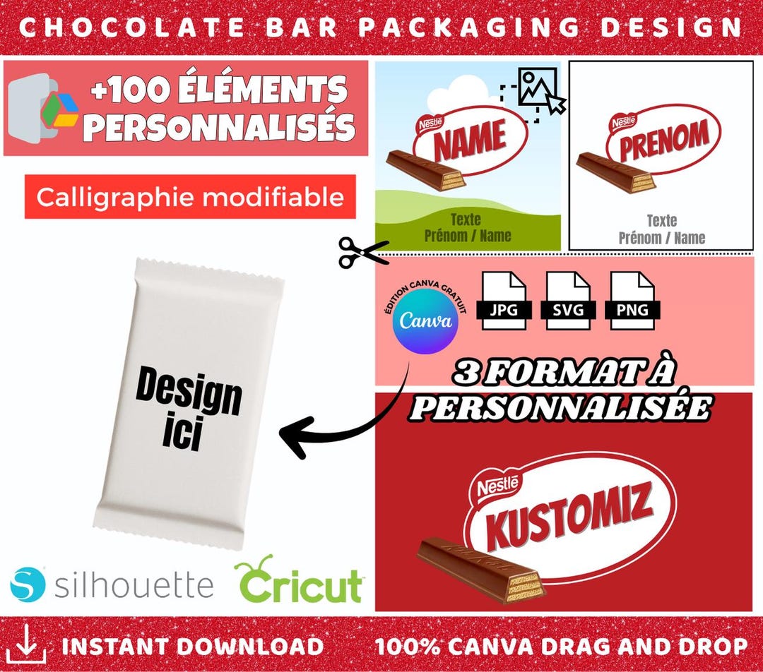 Canva Kitkat Chocolate Bar Template | PNG, SVG, and JPEG Formats | DIY ...