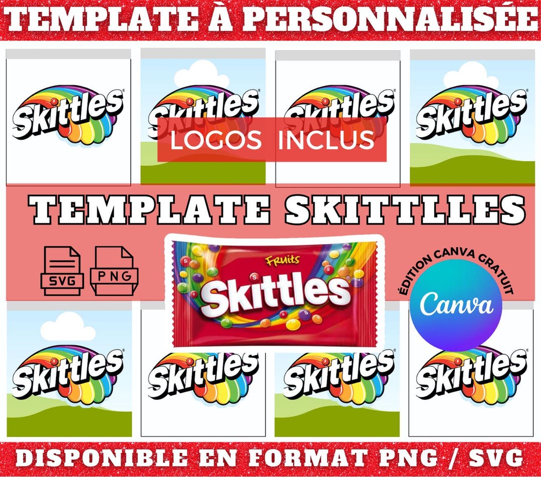 Skittles Candy Template Available on the Canva Platform, Offering Files ...