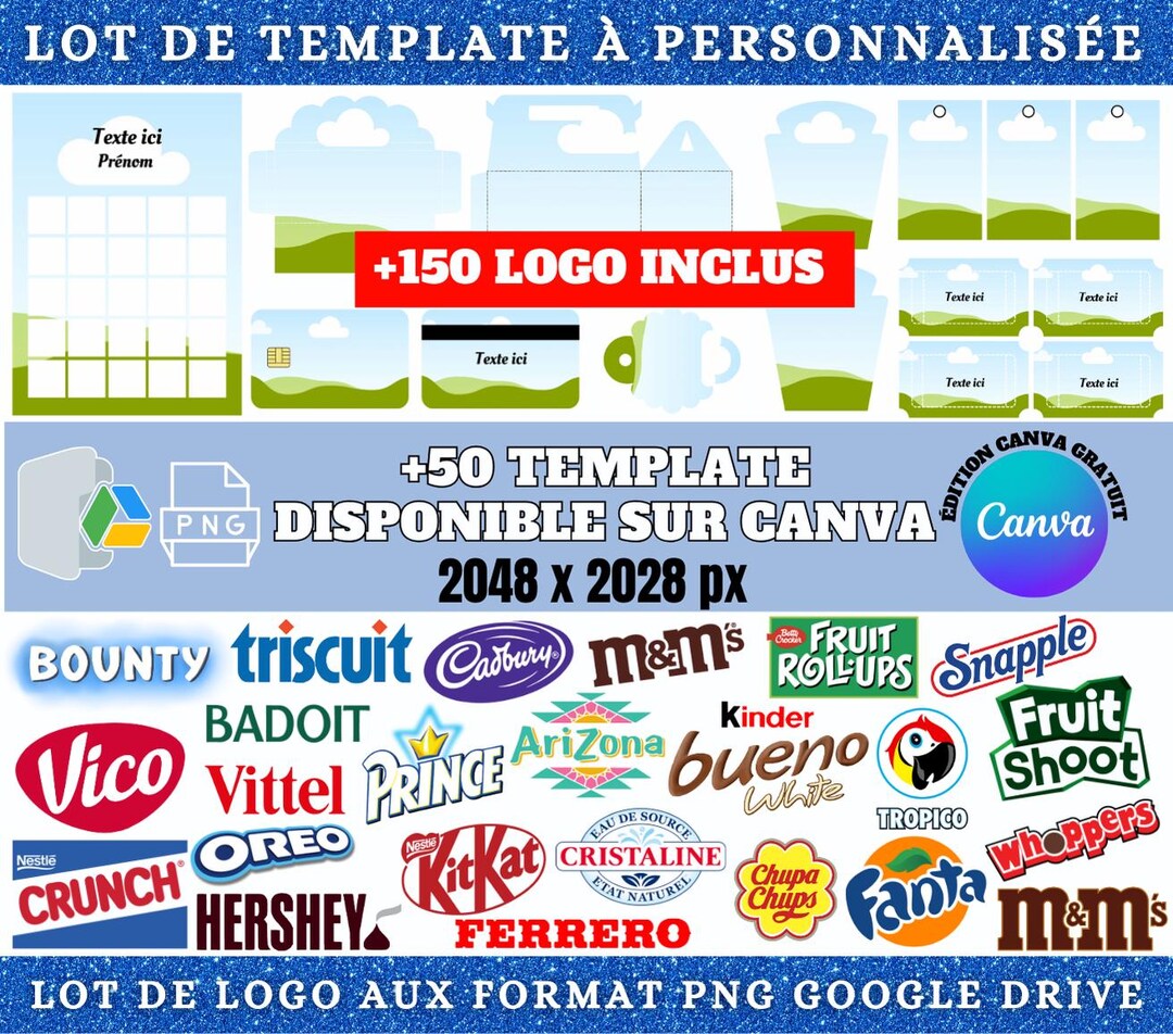 Set of +50 Customizable Logo Templates on CANVA, Including +150 PNG ...