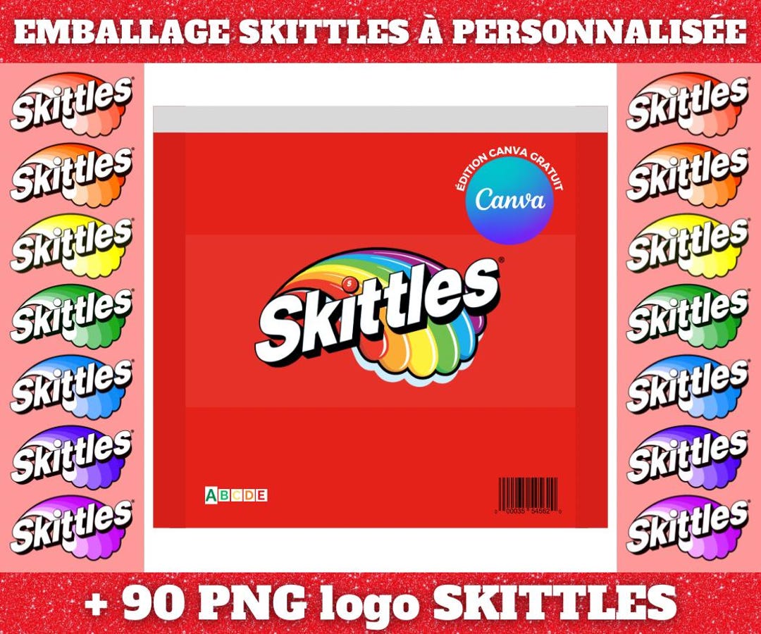 Customizable Skittles Packaging Template on Canva With PNG Logos - Etsy