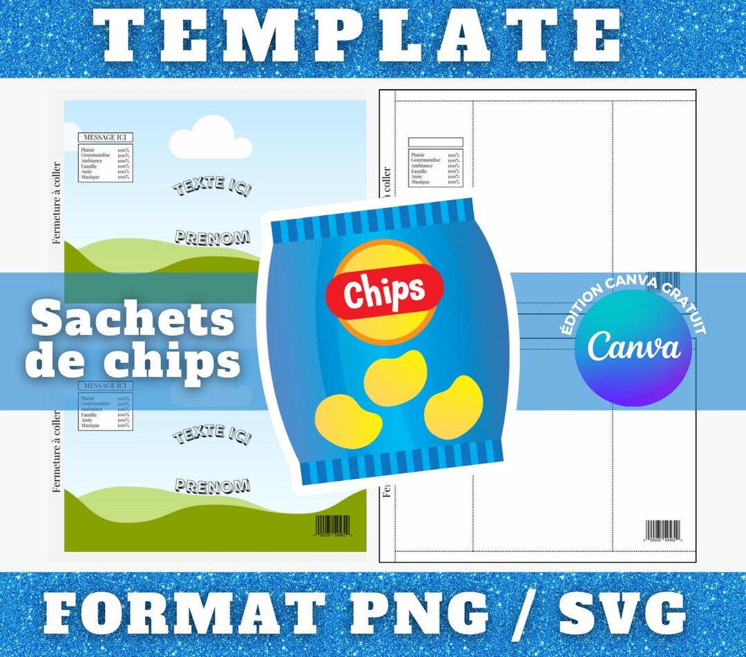 Customizable Chips Bag Template on Canva - Etsy