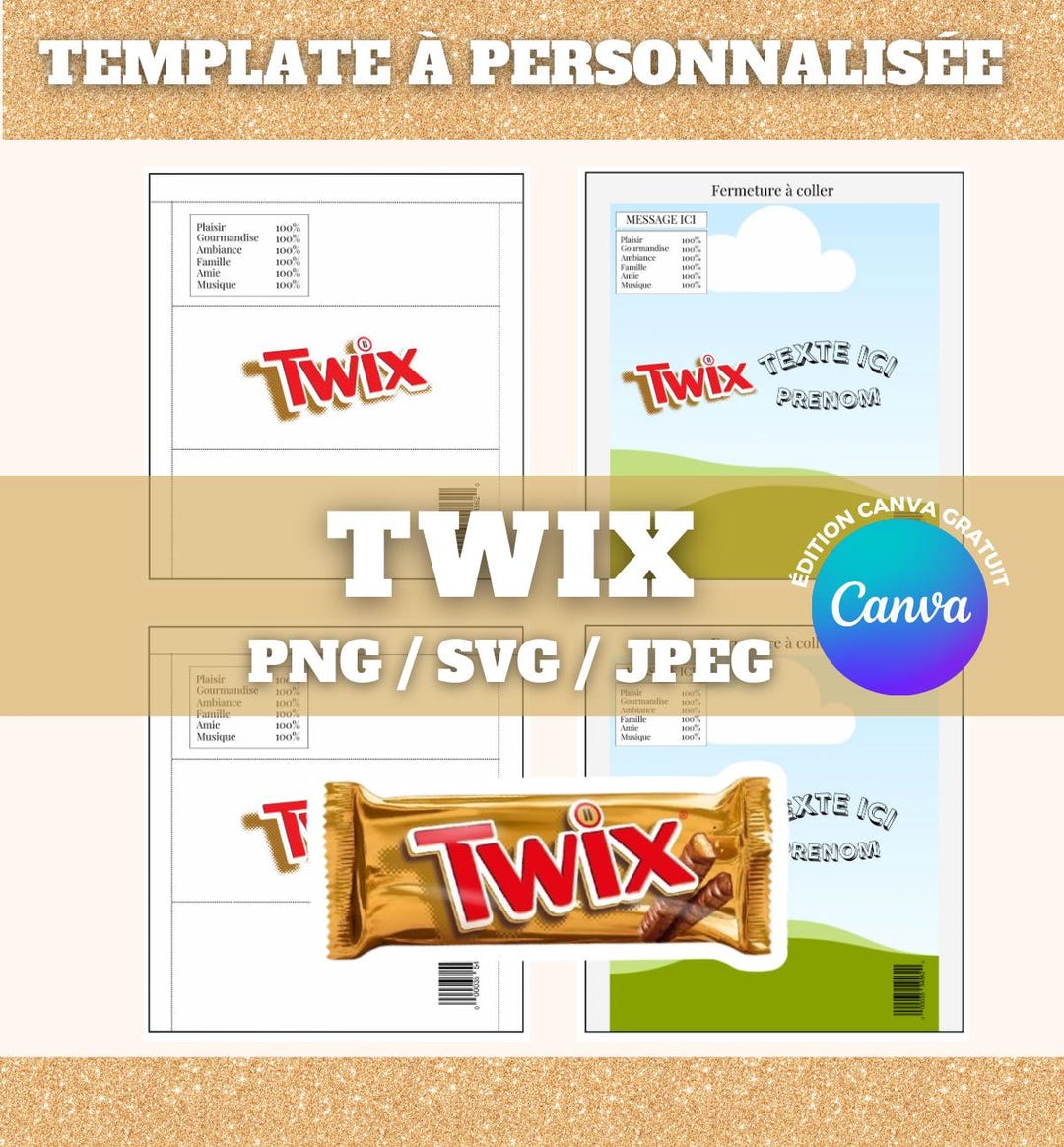 TWIX Template to Be Personalized on Canva - Etsy
