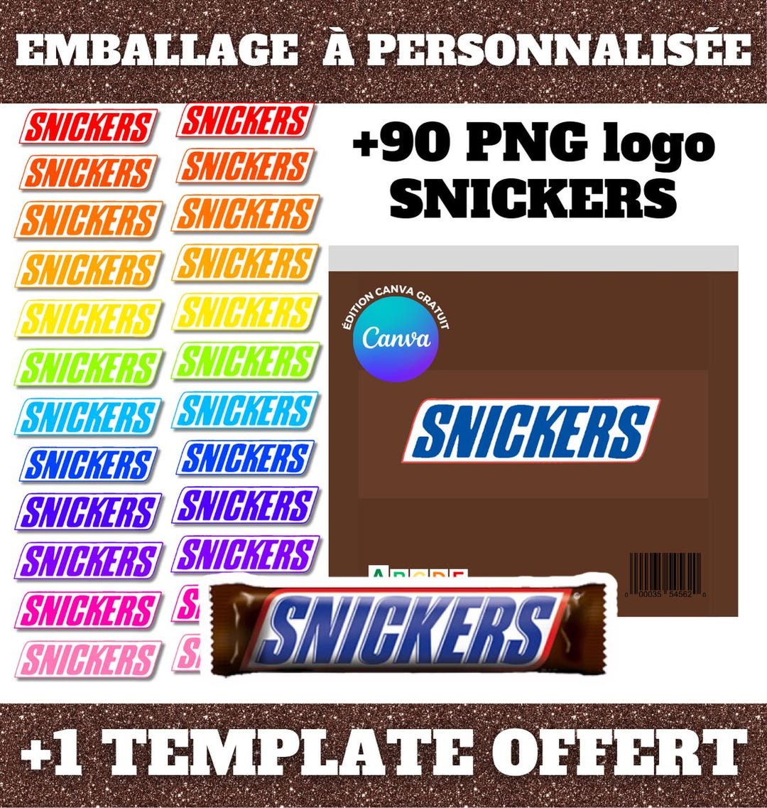 Customizable Snickers Packaging on Canva, Including Several Logos in ...