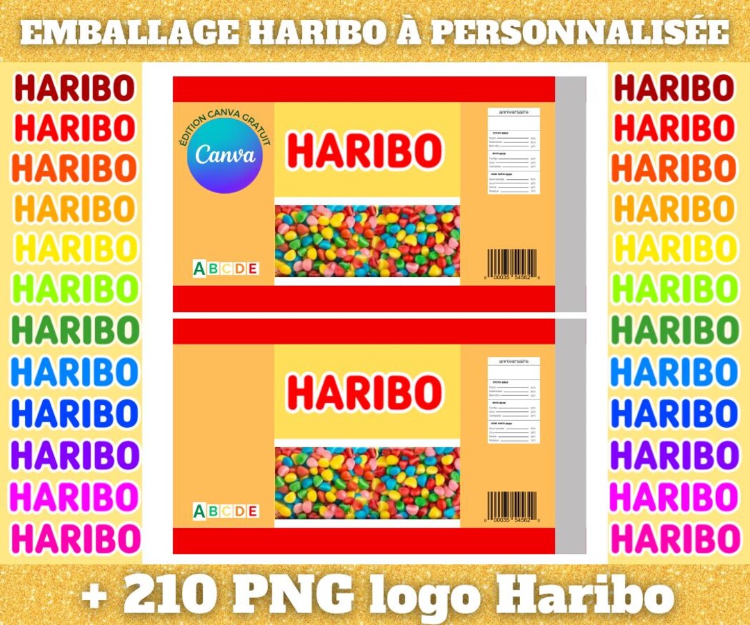 Customizable Haribo Packaging on Canva, Including Several Logos in PNG ...