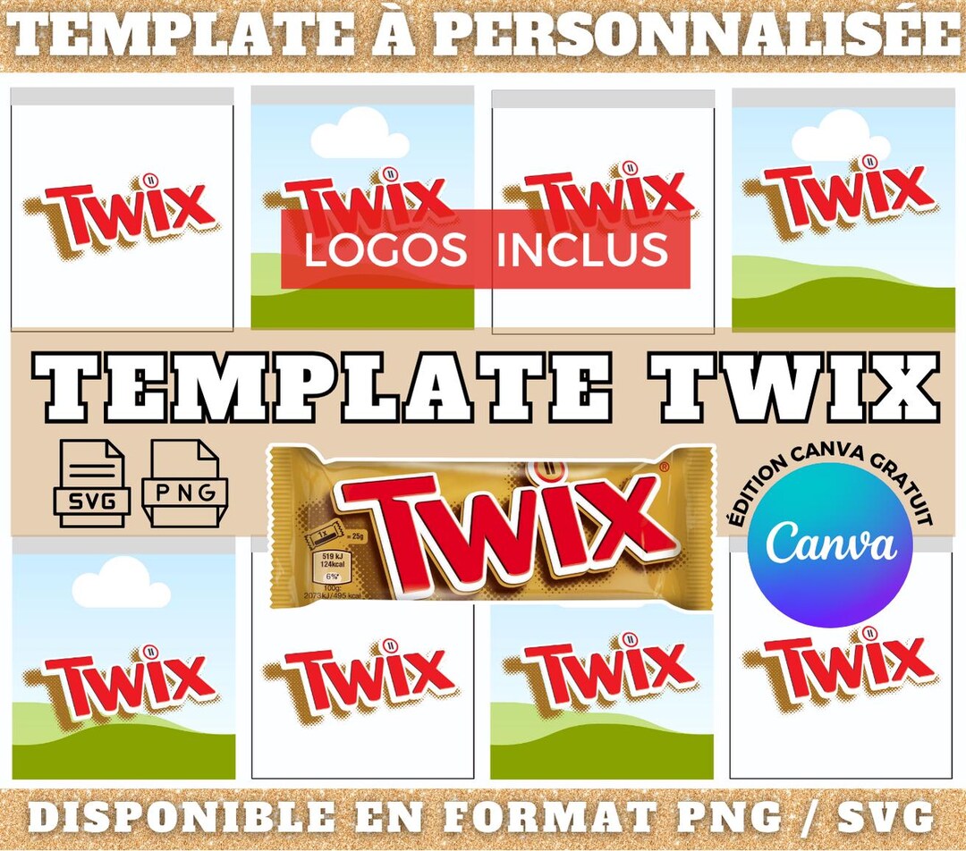 TWIX Chocolate Template Available on the Canva Platform, Offering Files ...