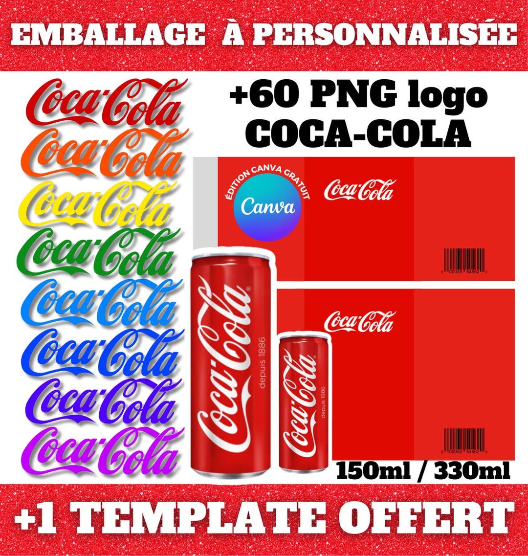 Customizable Coca-cola Packaging on Canva, Including Several Logos in ...