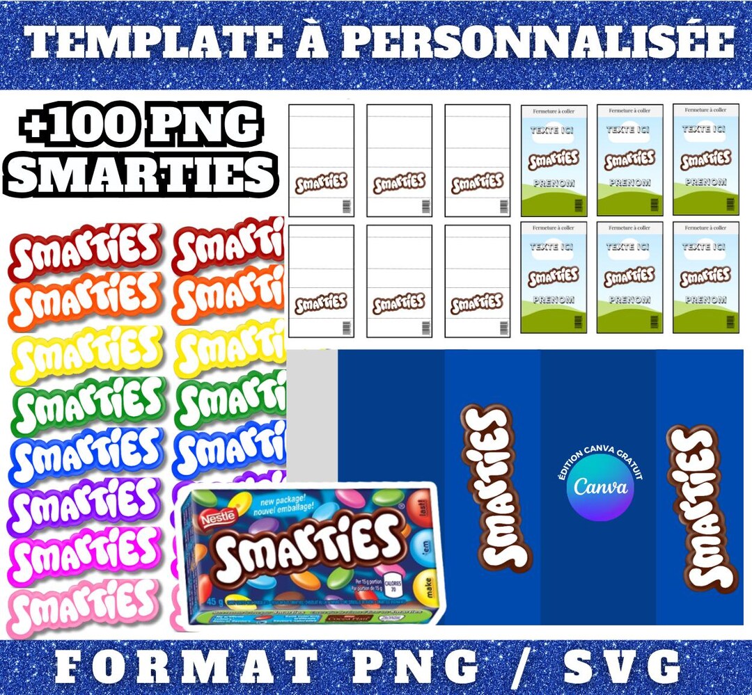 Customizable Mini Smarties Template on Canva, Including Several Logos ...