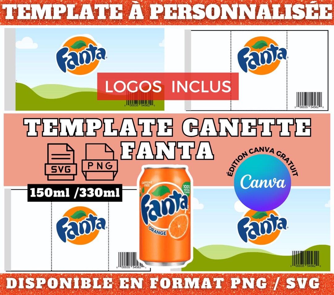 Fanta Can Template Available on the Canva Platform, Offering Files in ...