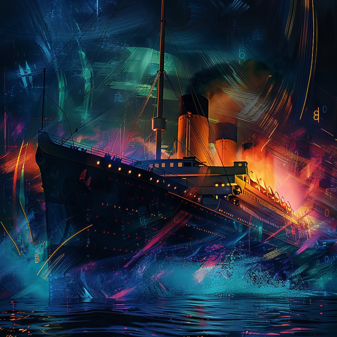 Neon Titanic, AI Images, Digital Downloads, Digital Print, AI Art ...