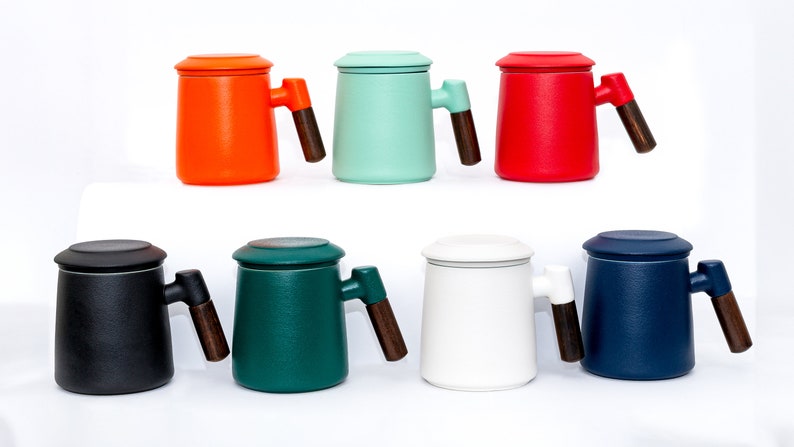 Stylish 3-piece Ceramic Black Cup With Mint Glossy Contrasting Interior ...