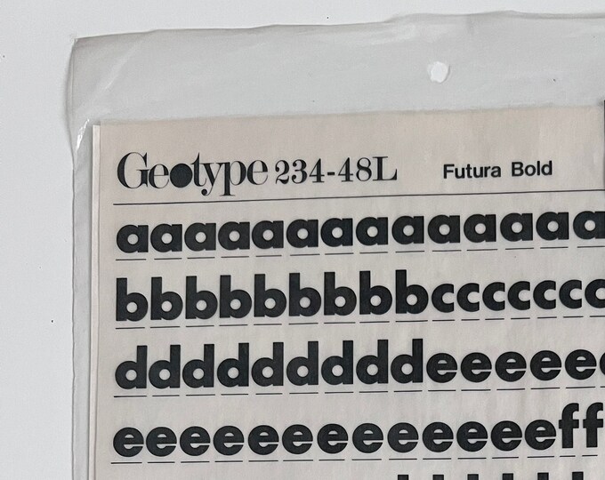 Geotype Vintage Rub-on Graphic Art Letters & Numbers Font Futura Bold ...