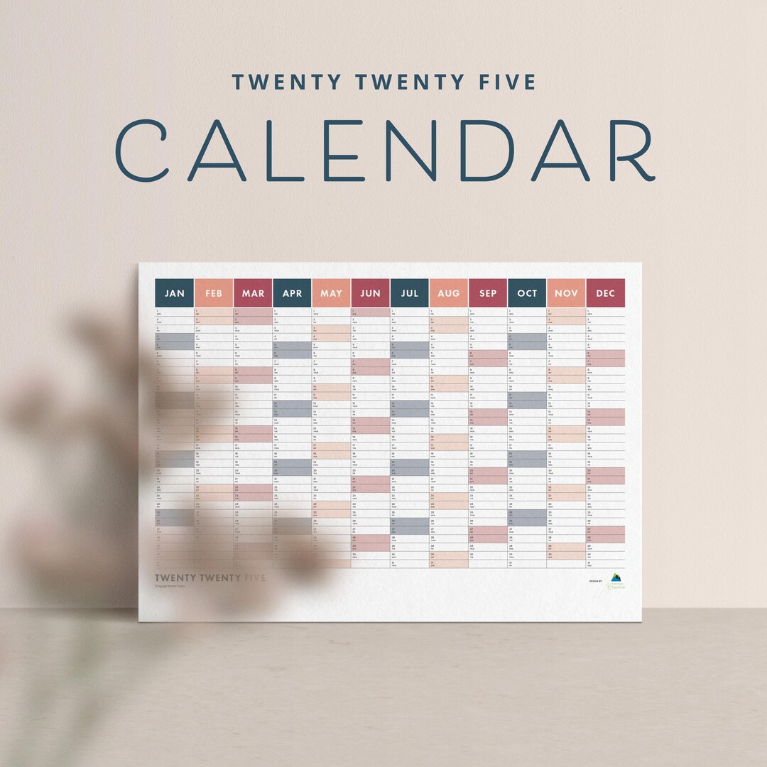 2025 Printable Wall Calendar Minimalist Design, Digital Download, Year at a Glance Calendar for ...