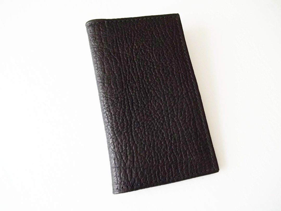 Heavily Textured Black Leather Checkbook Cover - Shrunken Grain Black ...