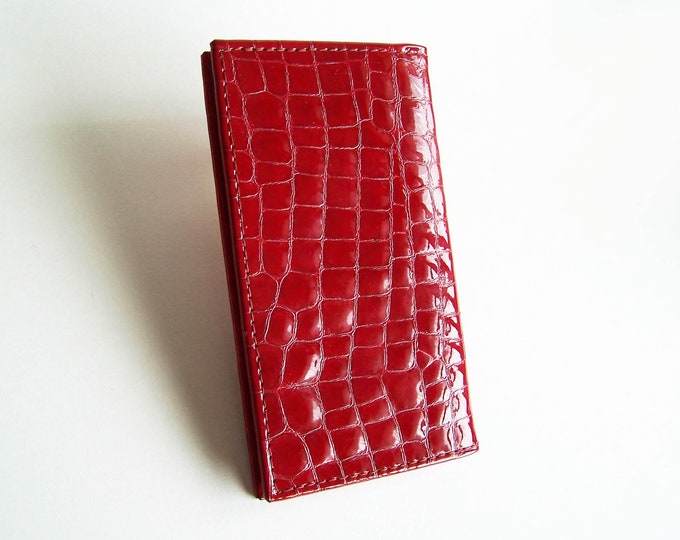 Red Leather Checkbook Cover - Glossy Candy Apple Red Leather - Gator ...