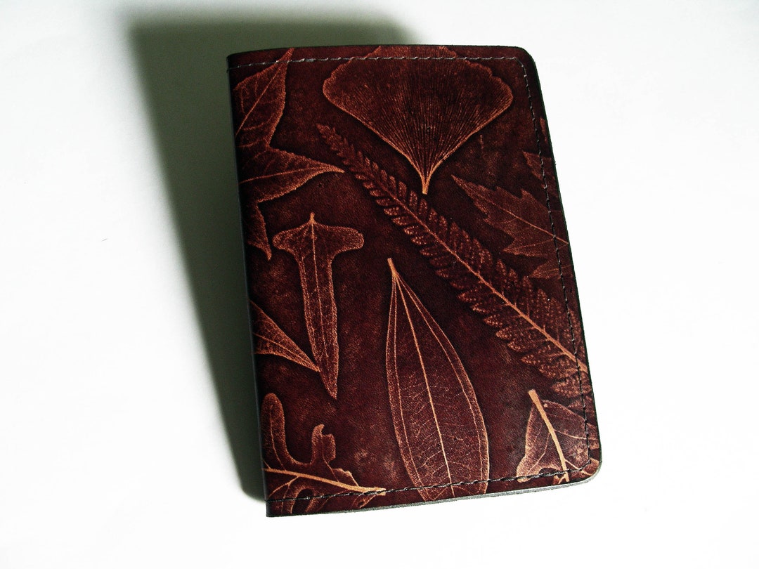 Leaf Leather Top-stub Checkbook Cover - Hand Made Brown Leather ...