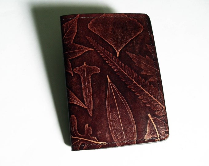 Leaf Leather Top-stub Checkbook Cover Hand Made Brown - Etsy