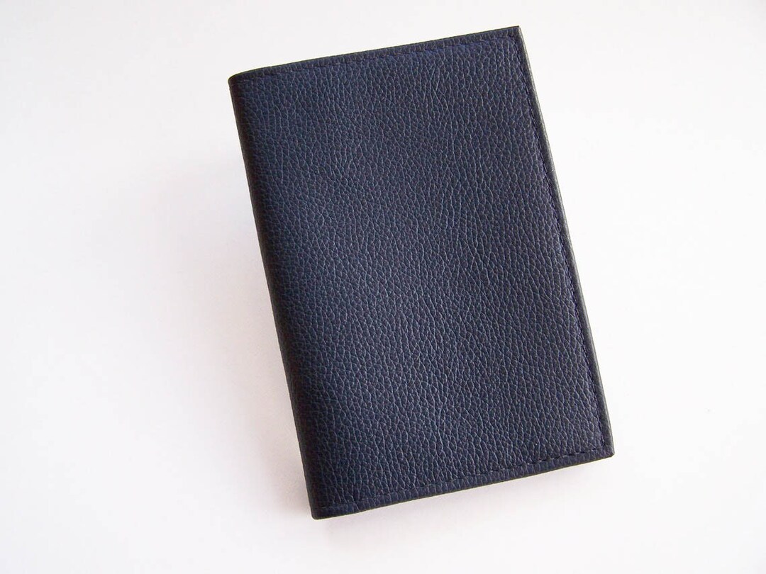 Blue Leather Top Stub Checkbook Cover: Handmade Top Grain Cowhide ...