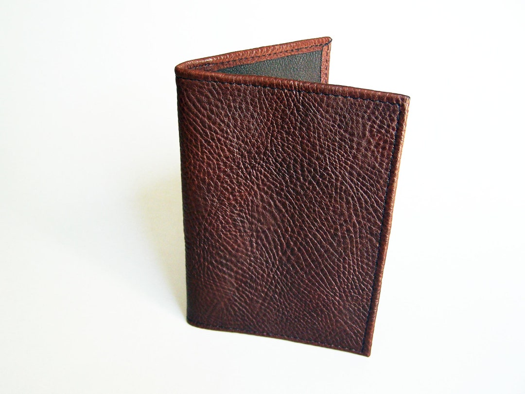 Brown Leather Top-stub Checkbook Cover - Heavily Textured Brown Leather ...