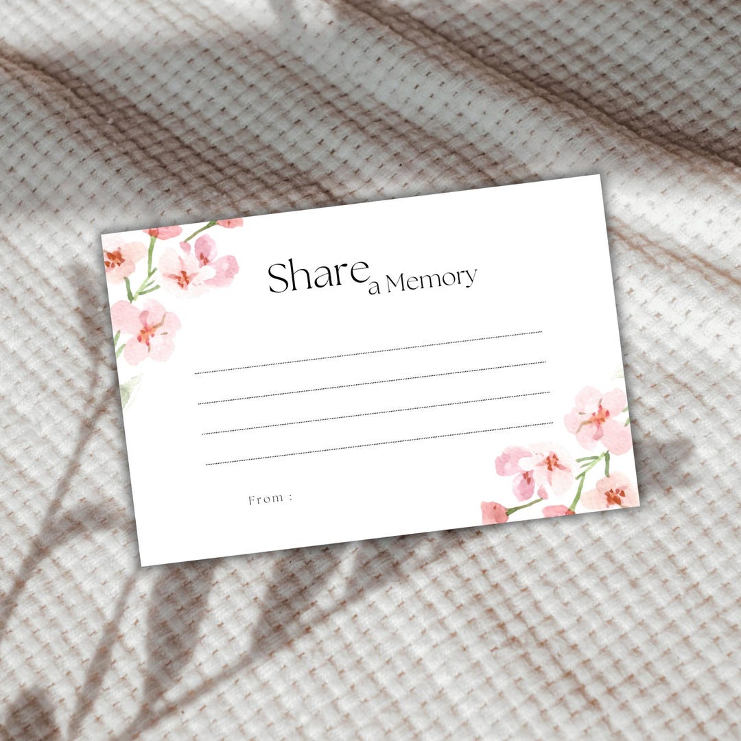 Funeral Memory Cards With Editable Free Sign | Share a Memory Printable | Celebration of Life ...