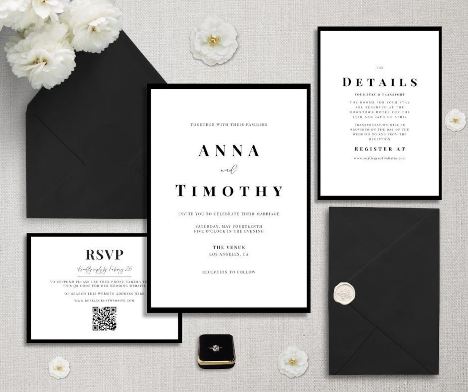 Elegant Black & White Minimalist Formal Invitation Template | Customize ...