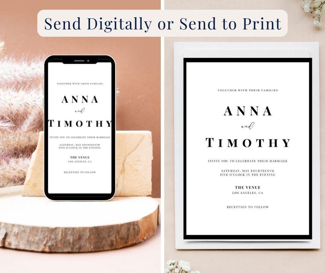 Elegant Black & White Minimalist Formal Invitation Template | Customize ...