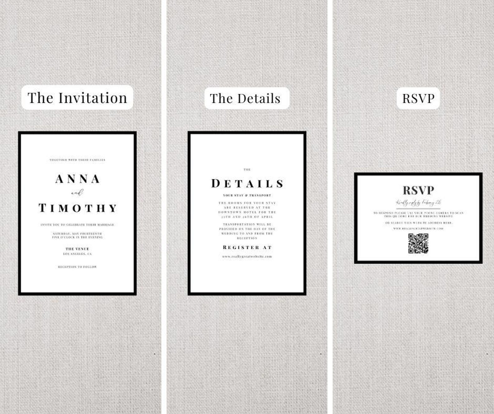 Elegant Black & White Minimalist Formal Invitation Template | Customize ...