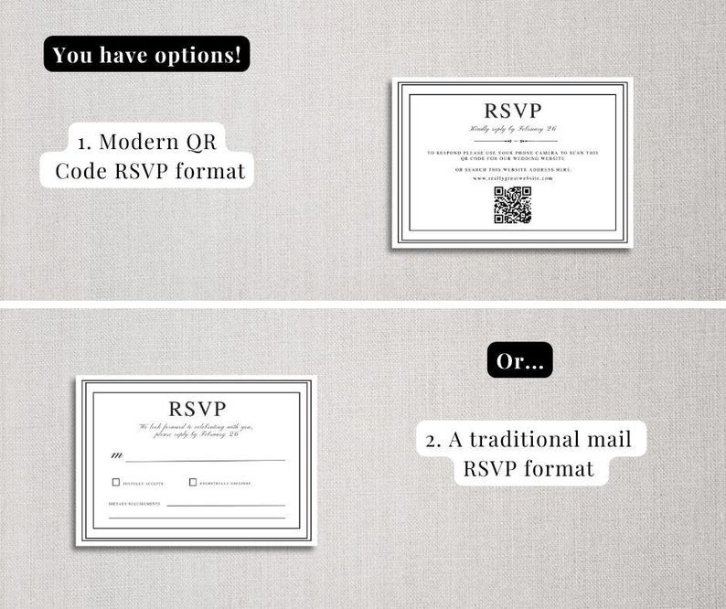 Modern Elegant Black & White Monogram Wedding Invitation Canva Template ...