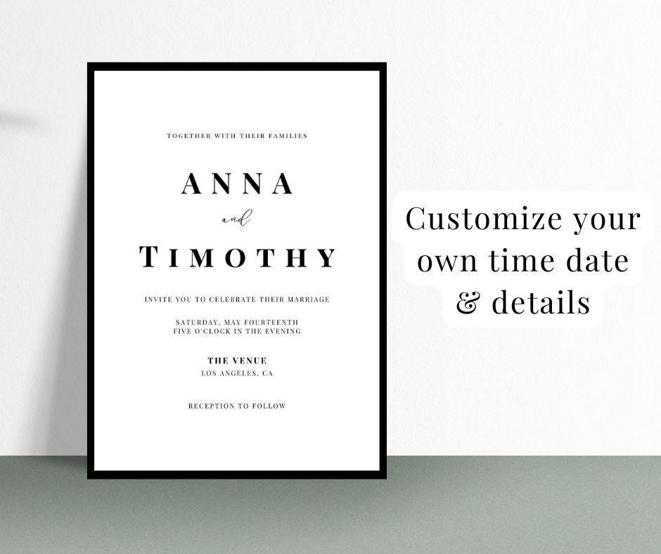 Elegant Black & White Minimalist Formal Invitation Template | Customize ...