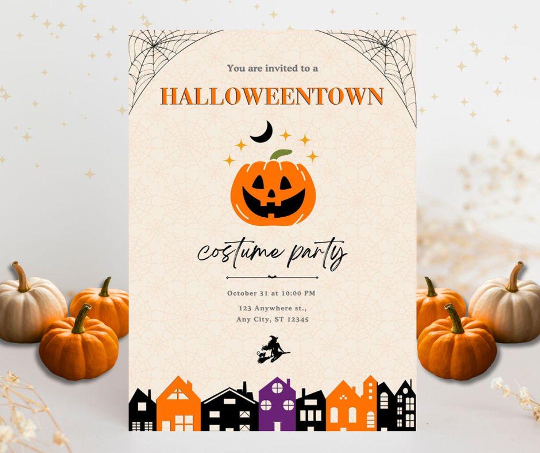 Halloweentown Costume Party Invitation Template | Canva Editable ...