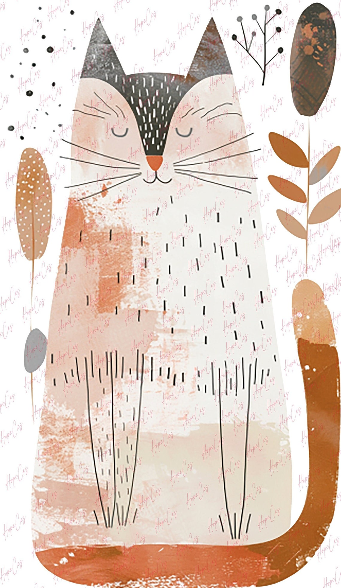 Pastel Color Cute Cat PNG, Floral Cat SVG, Printable Watercolor Cat Png ...