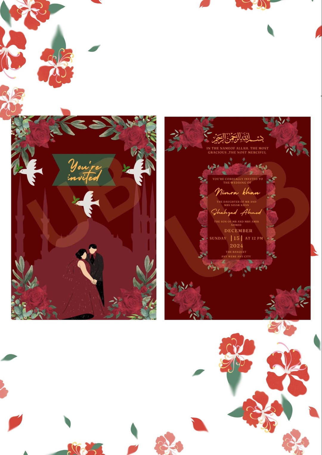 Animated Red Digital Shaadi Nikkah Ceremony Walima Wedding Engagement ...