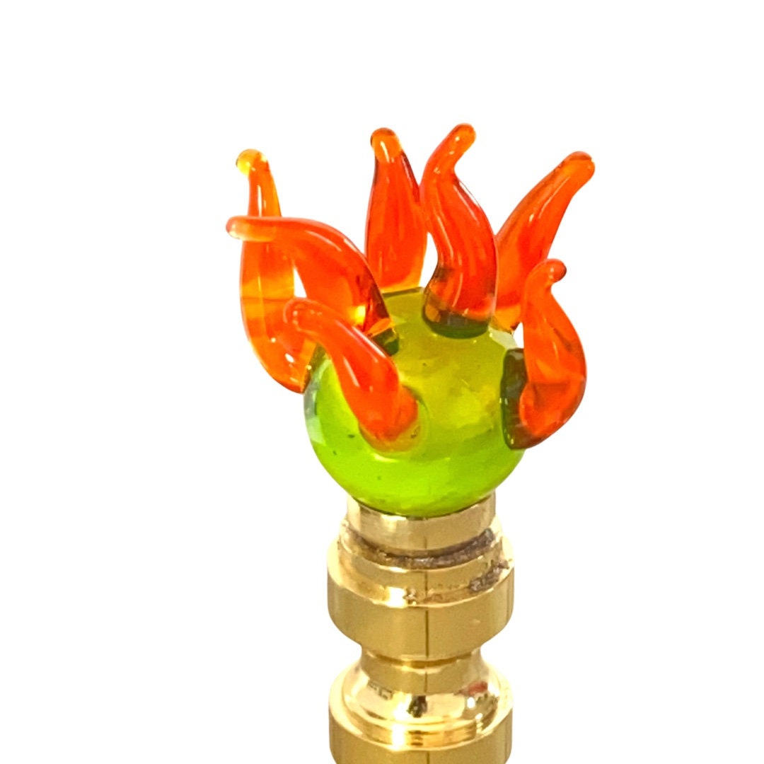 FINIALS- Handmade Venetian Glass Flower Lamp Finial - Green Orange ...