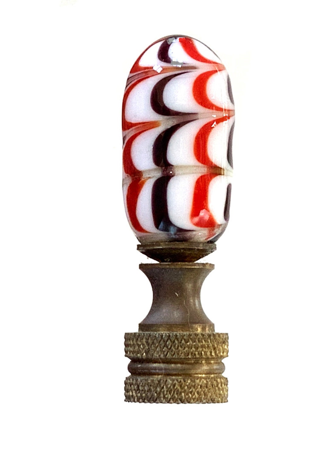 Finial Handmade Venetian Glass Lamp Finial - Black White & Red Venetian ...