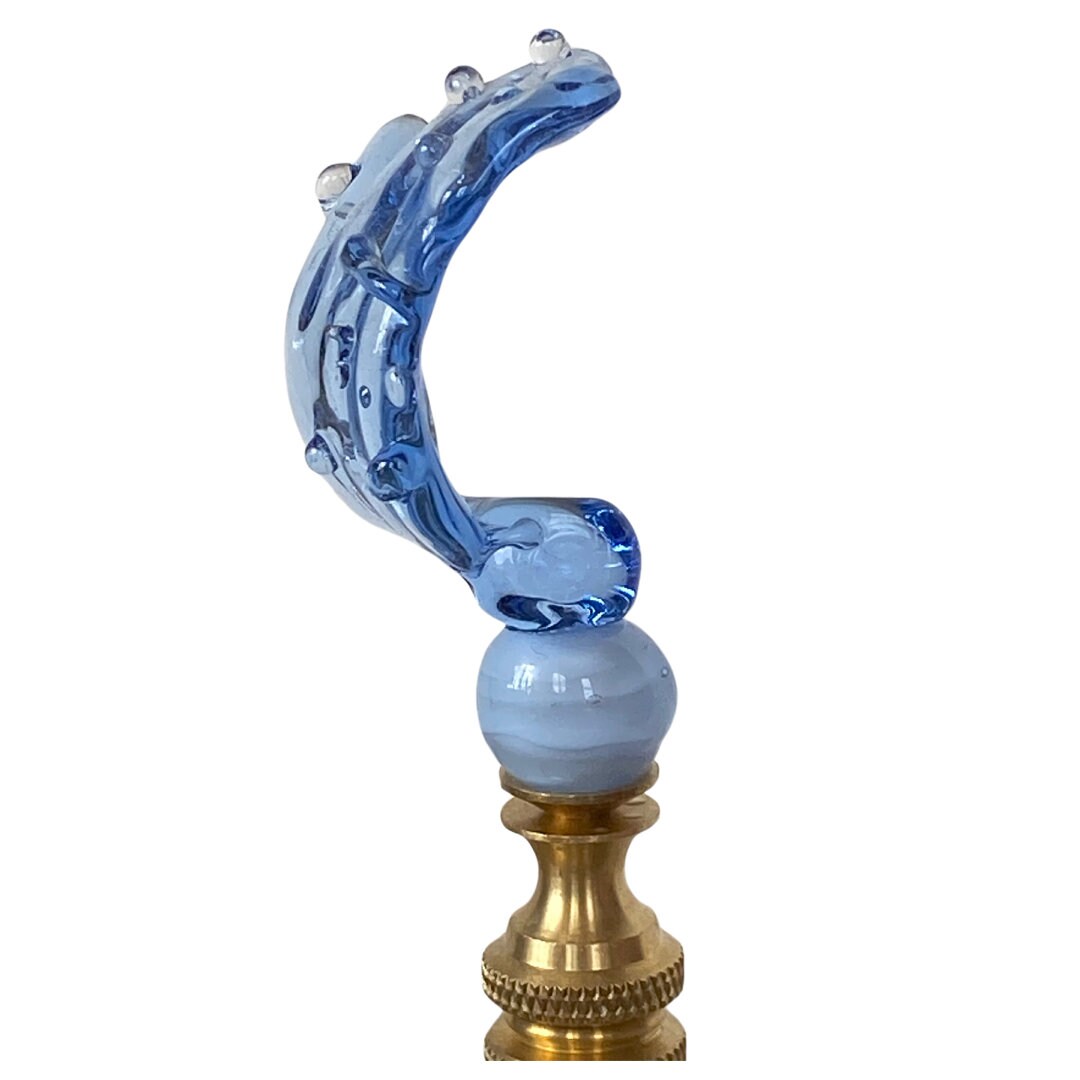 FINIAL for Lamp - Venetian Glass Ocean Wave, Blue Glass Lamp Finial ...