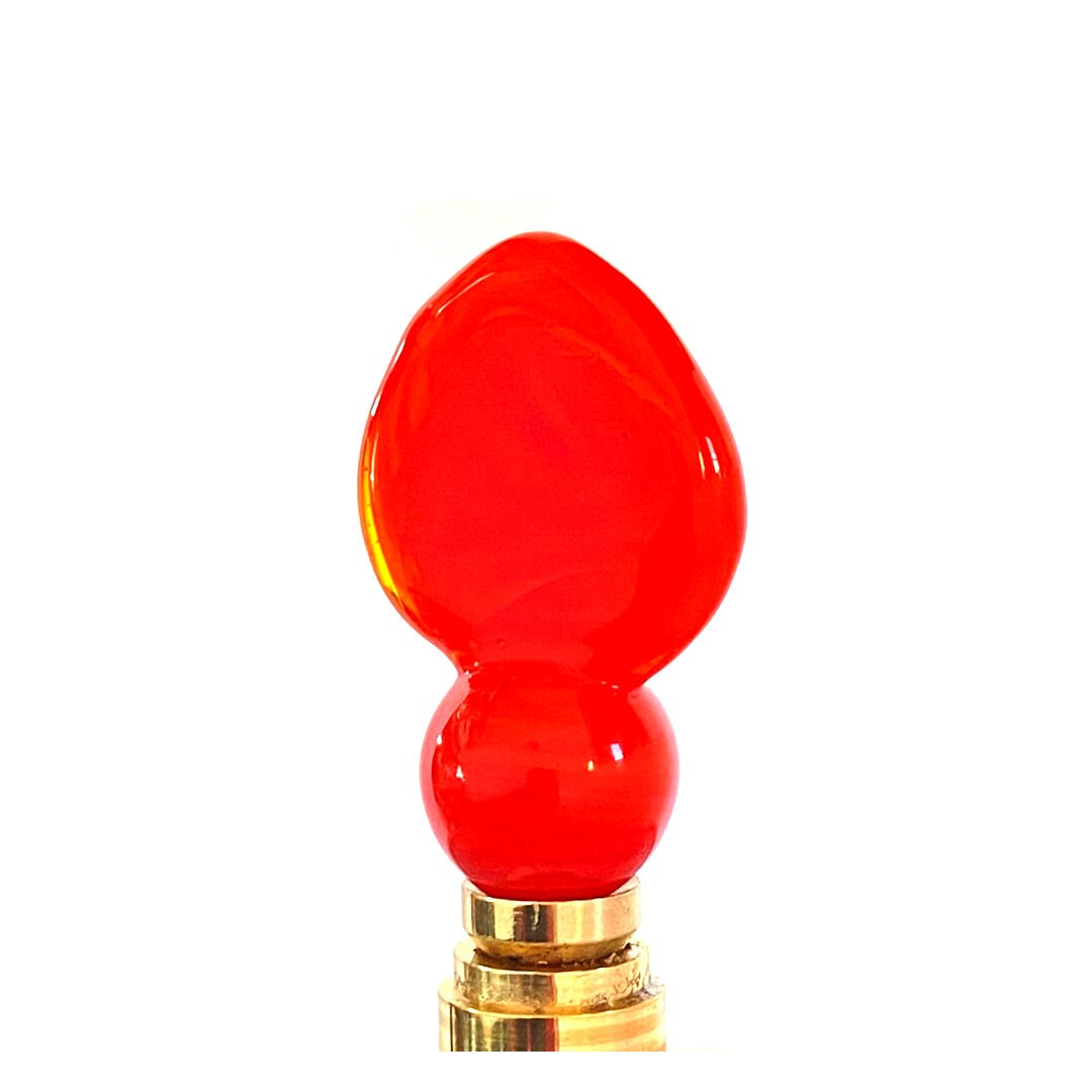 FINIAL Red Orange Finial, Venetian Glass and Brass Lamp Finial Hardware ...