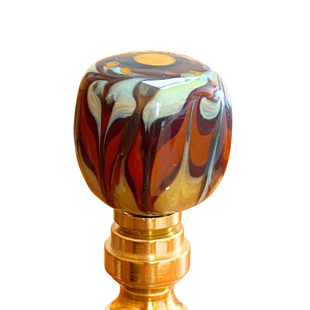 Venetian Glass Lamp Finial Ivory and Ambers Glass With Brass or Nickel ...