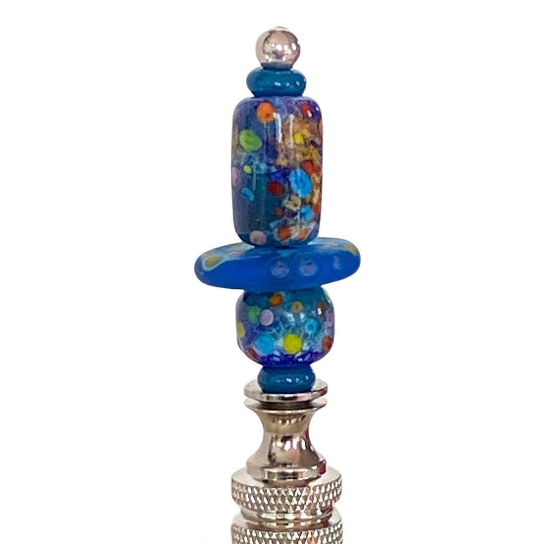 Finial for Lamp | Handmade Venetian Glass Lamp Finial Blue Plus | Brass ...