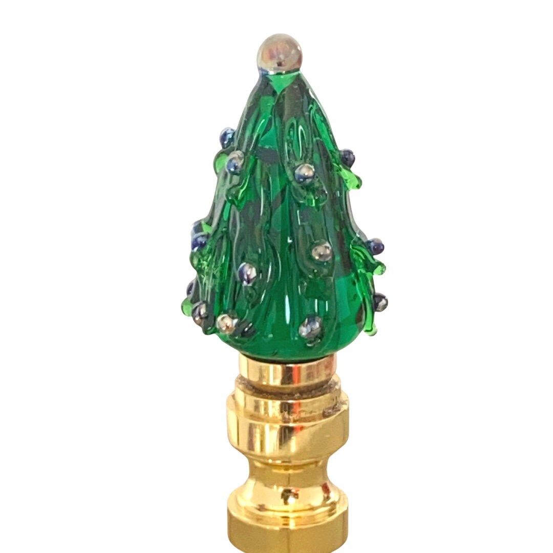 FINIAL Christmas Tree Glass Lamp Finial, Venetian Glass, Red and Silver ...