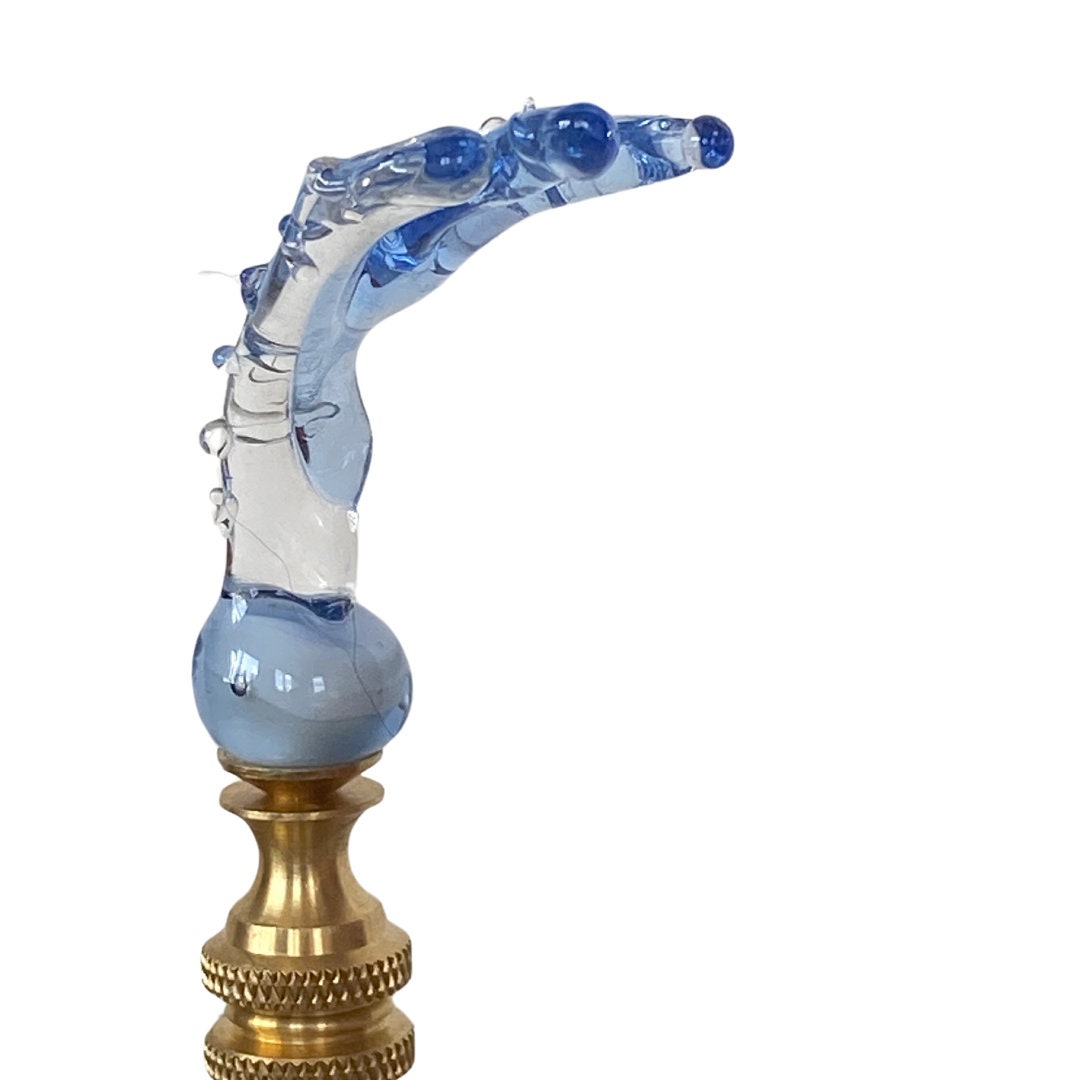FINIAL for Lamp Venetian Glass Ocean Wave, Aqua Blue Glass Lamp Finial ...