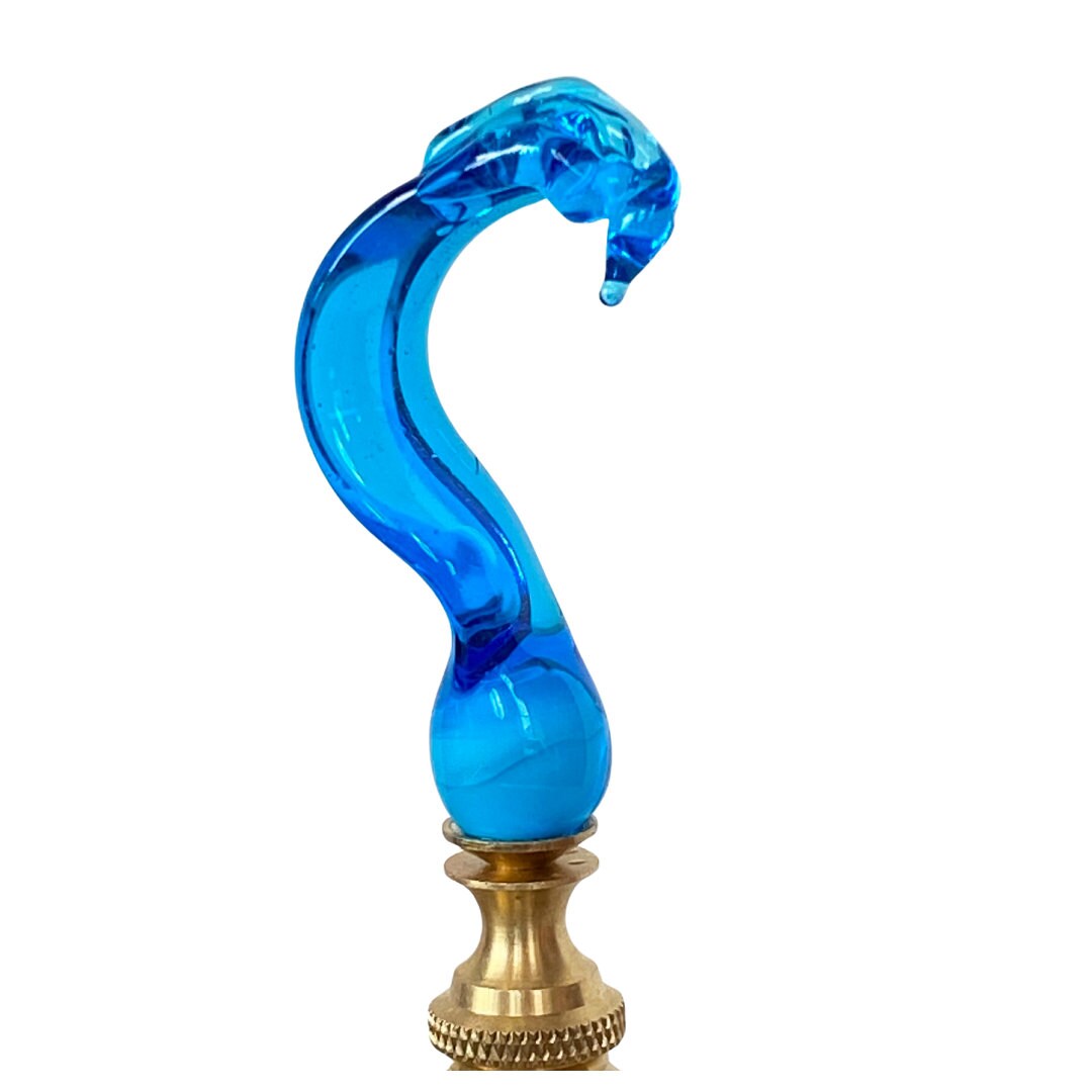 FINIAL for Lamp - Venetian Glass Ocean Wave, Blue Glass Lamp Finial ...