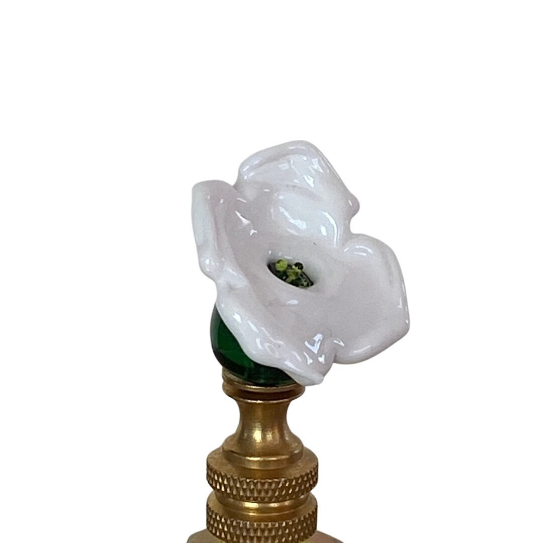 FINIALS- Handmade Venetian Glass Flower Lamp Finial - Simple White ...